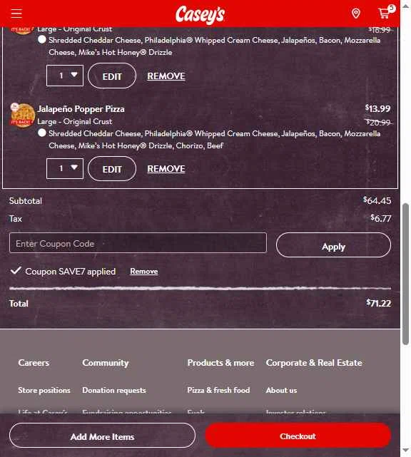 Casey's Promo Codes (5 Verified) - 55% Off Sitewide Oct 2025