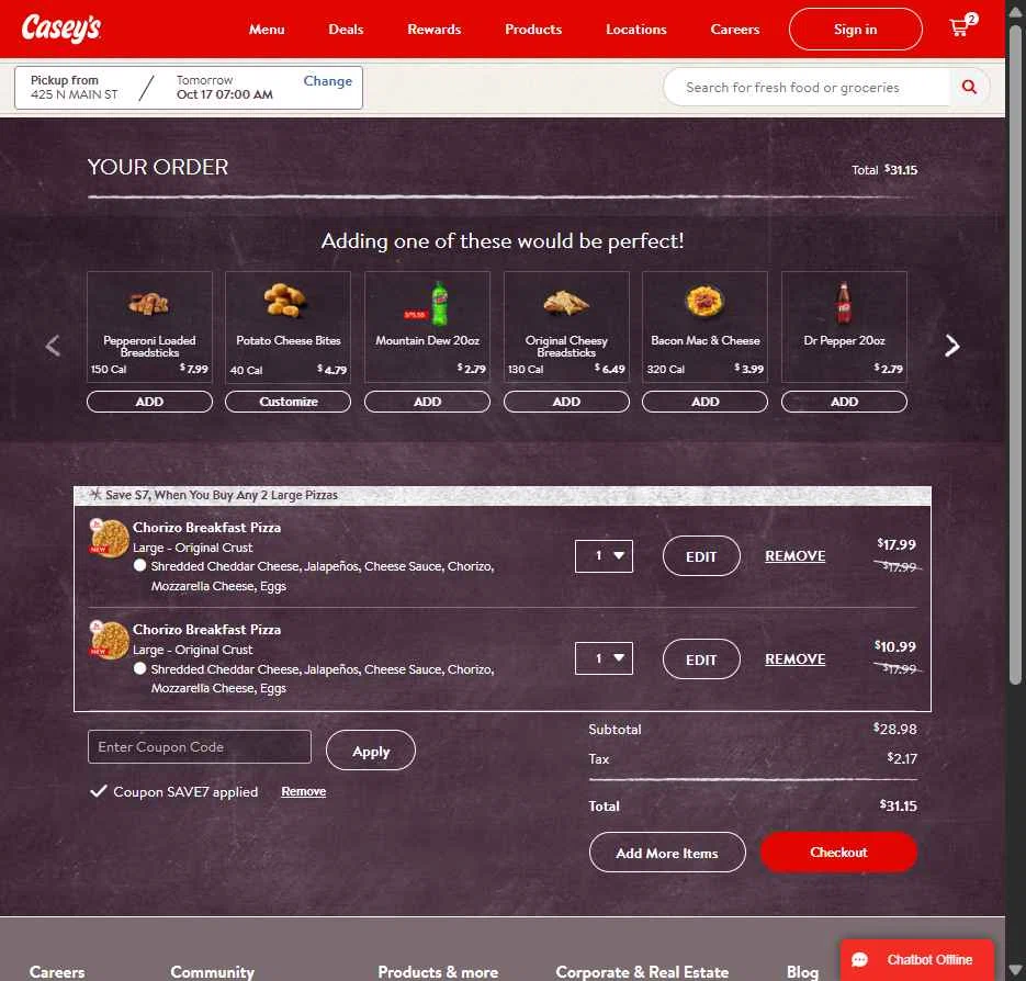 Casey's Promo Codes - 40% Off (5 Verified) Nov 2025