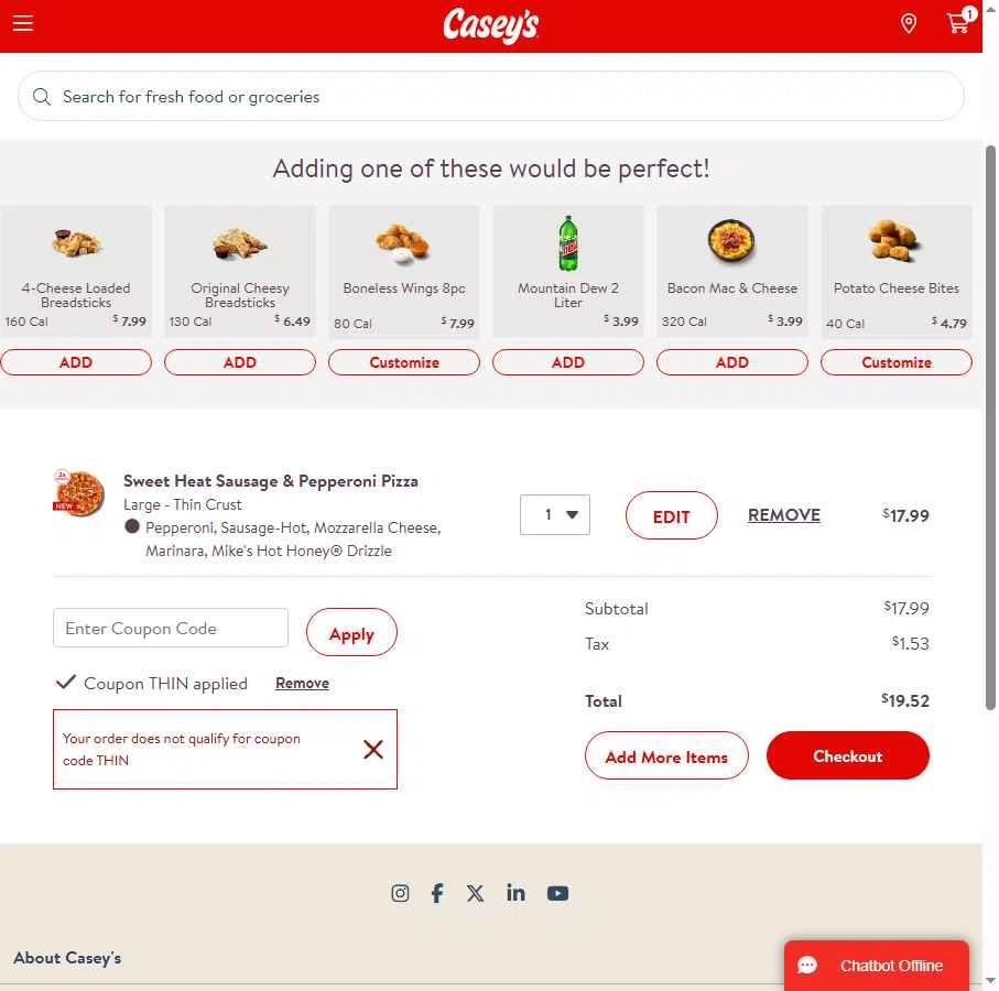 Casey's Promo Codes - 40% Off (4 Verified) Dec 2025