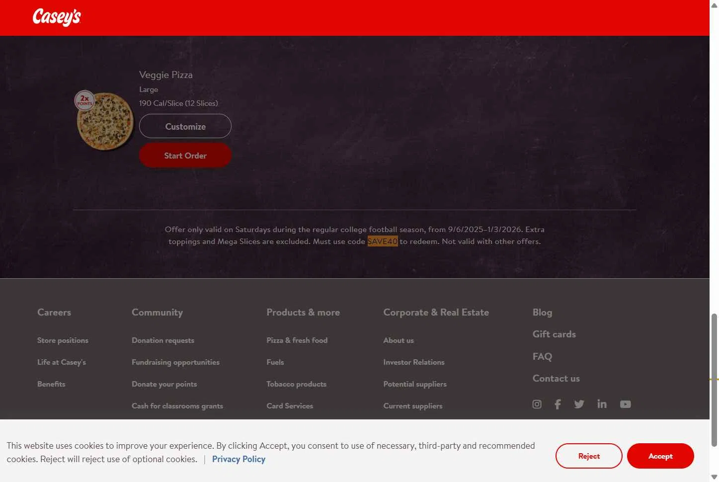 Casey's Promo Codes - $10 Off (4 Verified) Dec 2025