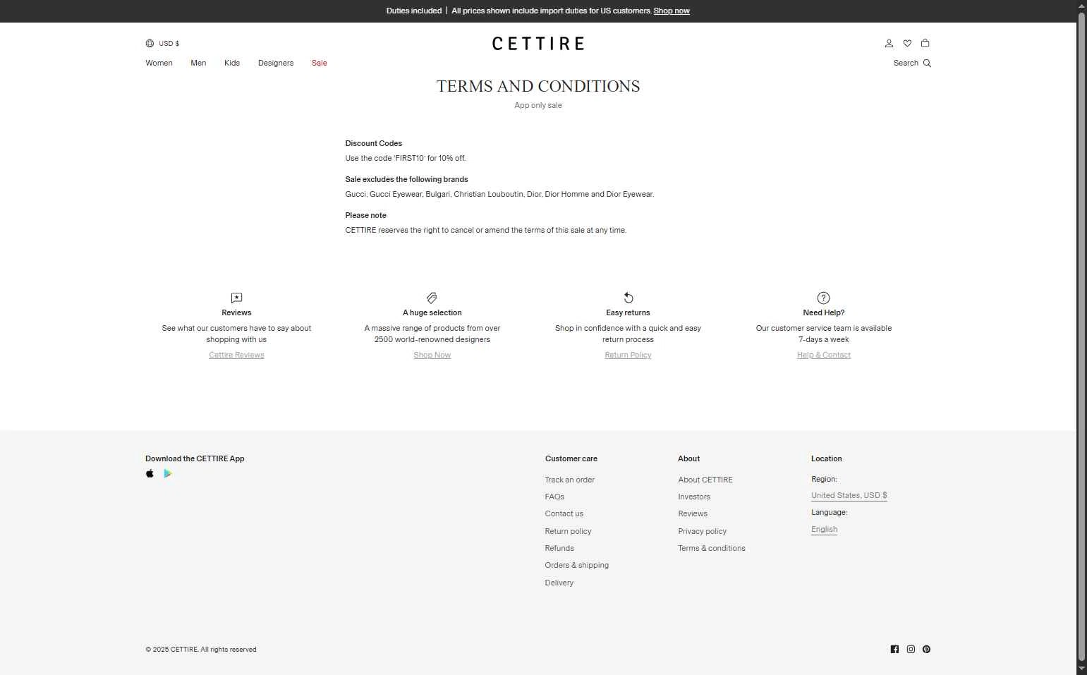 Cettire Promo Codes - 10% Off Coupons November 2025