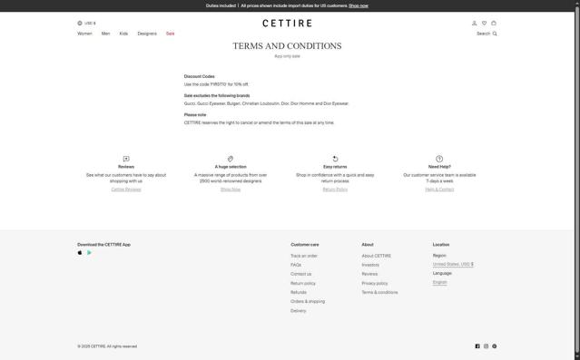 Cettire Promo Codes - 10% Off Coupons Oct 2025