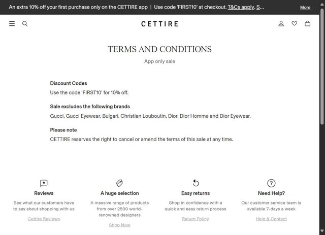 Cettire Promo Codes (2 Verified) - 10% Off Sitewide Jun 2025