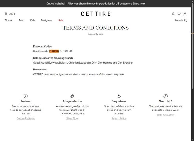 Cettire Promo Codes - 10% Off Coupons Sep 2025