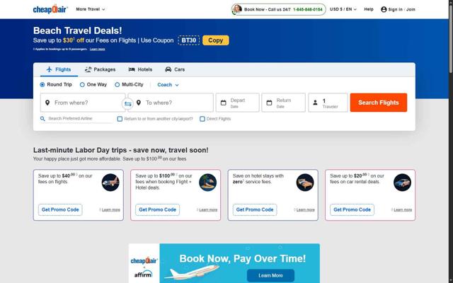 CheapOair Promo Codes - $30 Off (6 Verified) Sep 2025