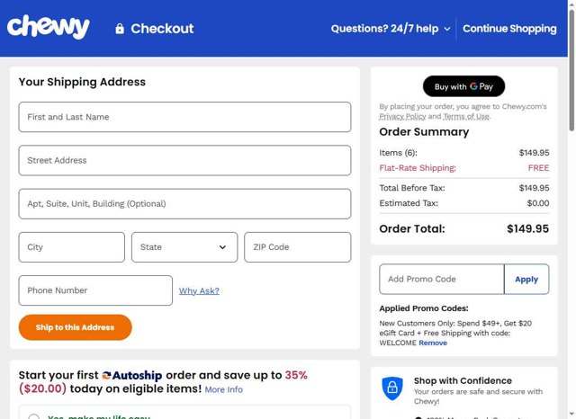 Chewy Promo Codes (9 Verified) - $20 Off Sitewide May 2025
