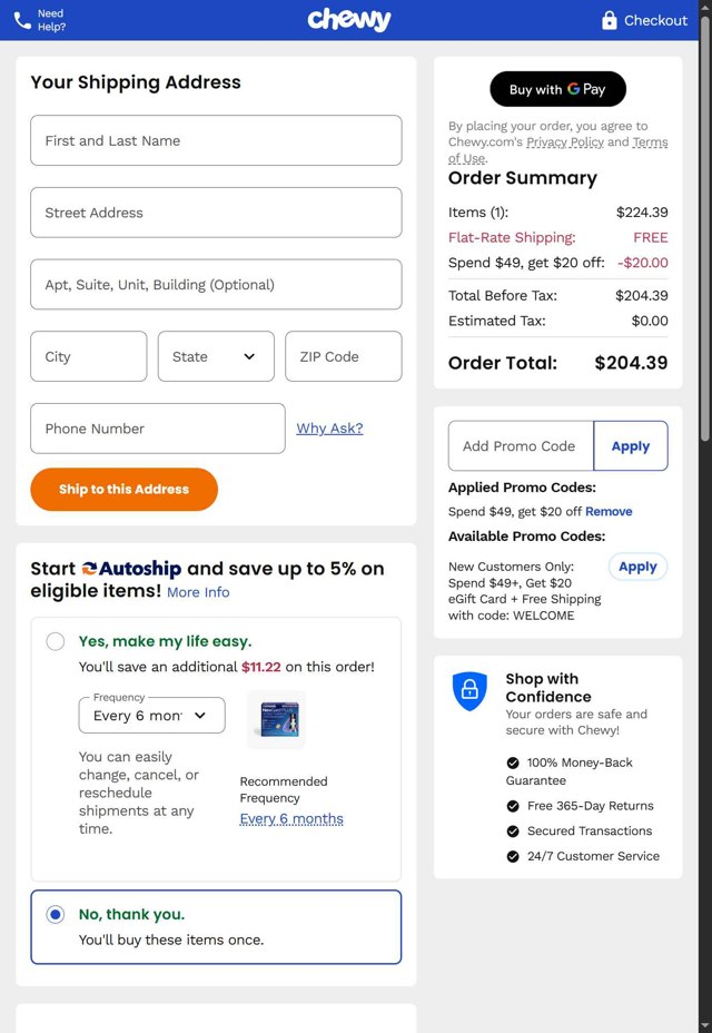 Chewy Promo Codes (6 Verified) - $20 Off Sitewide Aug 2025