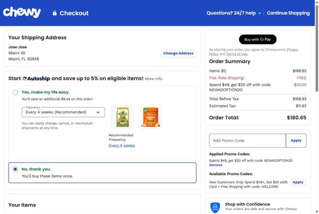 Chewy Promo Codes (9 Verified) - $20 Off Sitewide Sep 2025