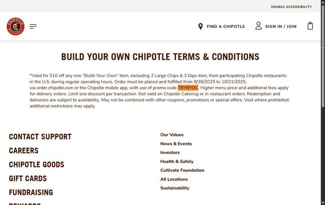 Chipotle Promo Codes (2 Verified) - $10 Off w/Code Oct 2025