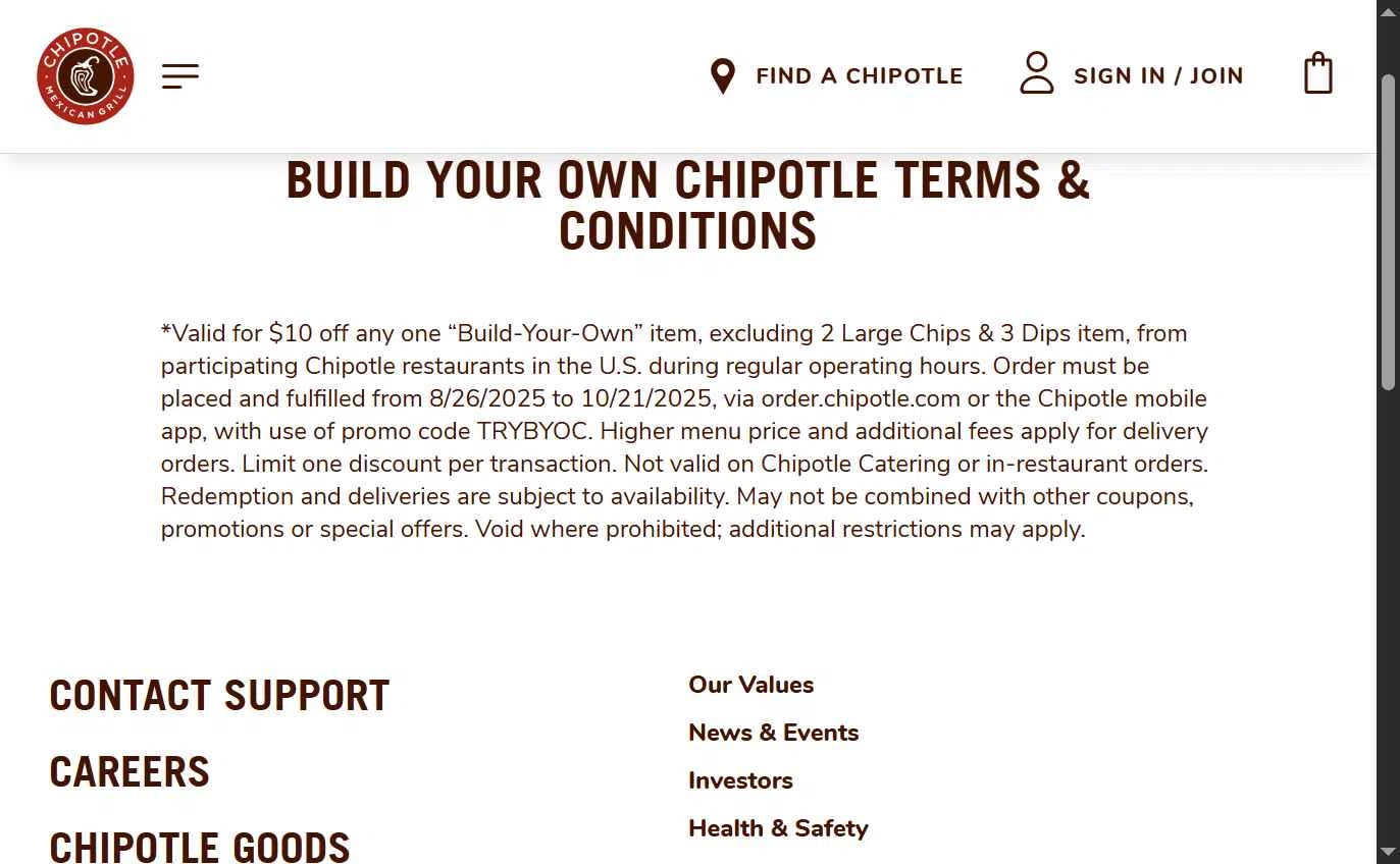 Chipotle Promo Codes - $10 Off (4 Verified) Nov 2025
