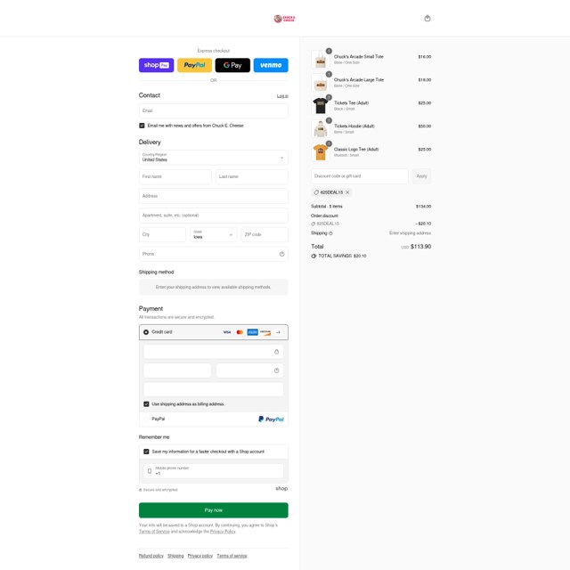 Chuck E. Cheese's Promo Codes - 15% Off Aug 2025