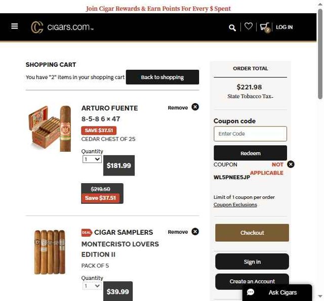 Cigars.com Promo Codes (4 Verified) - $5 Off w/Code Aug 2025