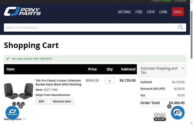 CJ Pony Parts Promo Codes - 5% Off (Verified) Jun 2025