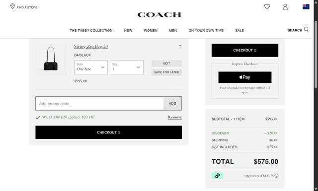 Coach Promo Codes (1 Verified) - $20 Off w/Code Sep 2025