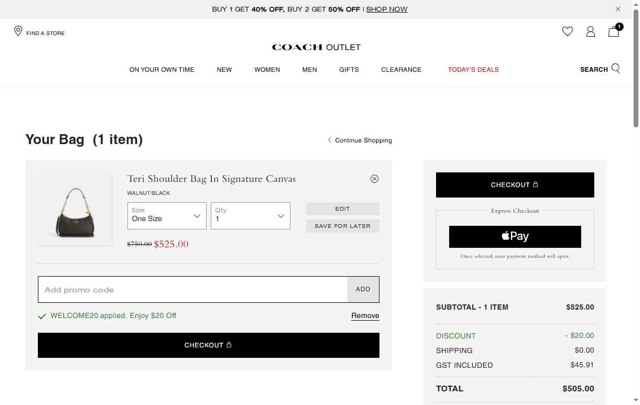 Coach Outlet Promo Codes (1 Verified) - $20 Off Jun 2025