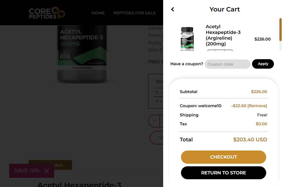 Core Peptides Promo Codes - 10% Off (7 Verified) Mar 2026