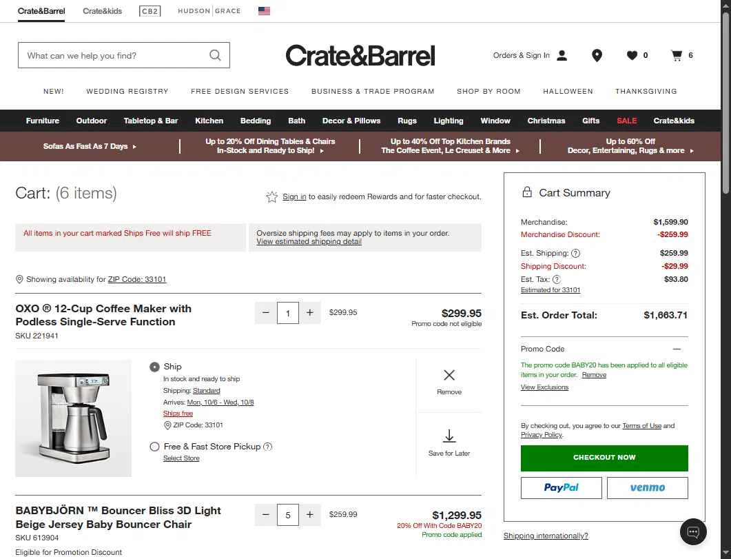 Crate & Barrel Promo Codes - 10% Off Coupons Jan 2026