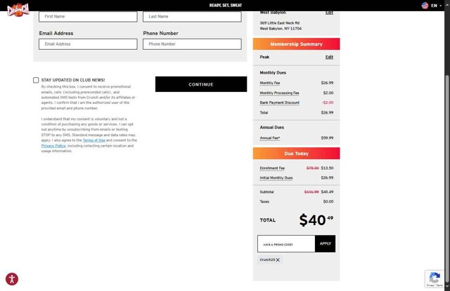 Crunch Promo Codes (6 Verified) - 25% Off w/Code May 2025