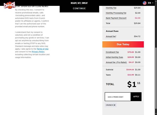 Crunch Promo Codes (6 Verified) - 25% Off w/Code May 2025