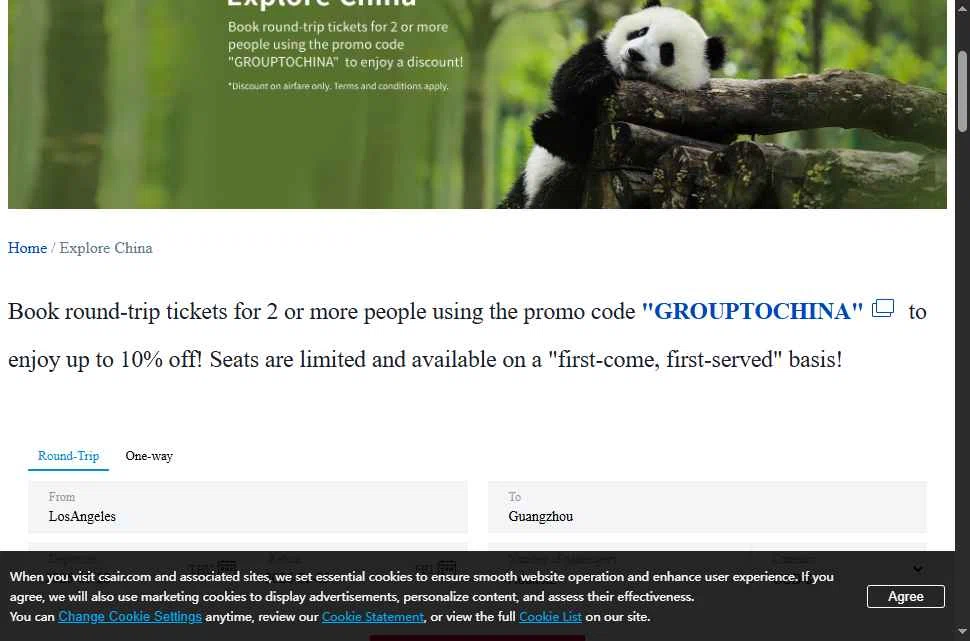 China Southern Airlines Promo Codes - 15% Off May 2026