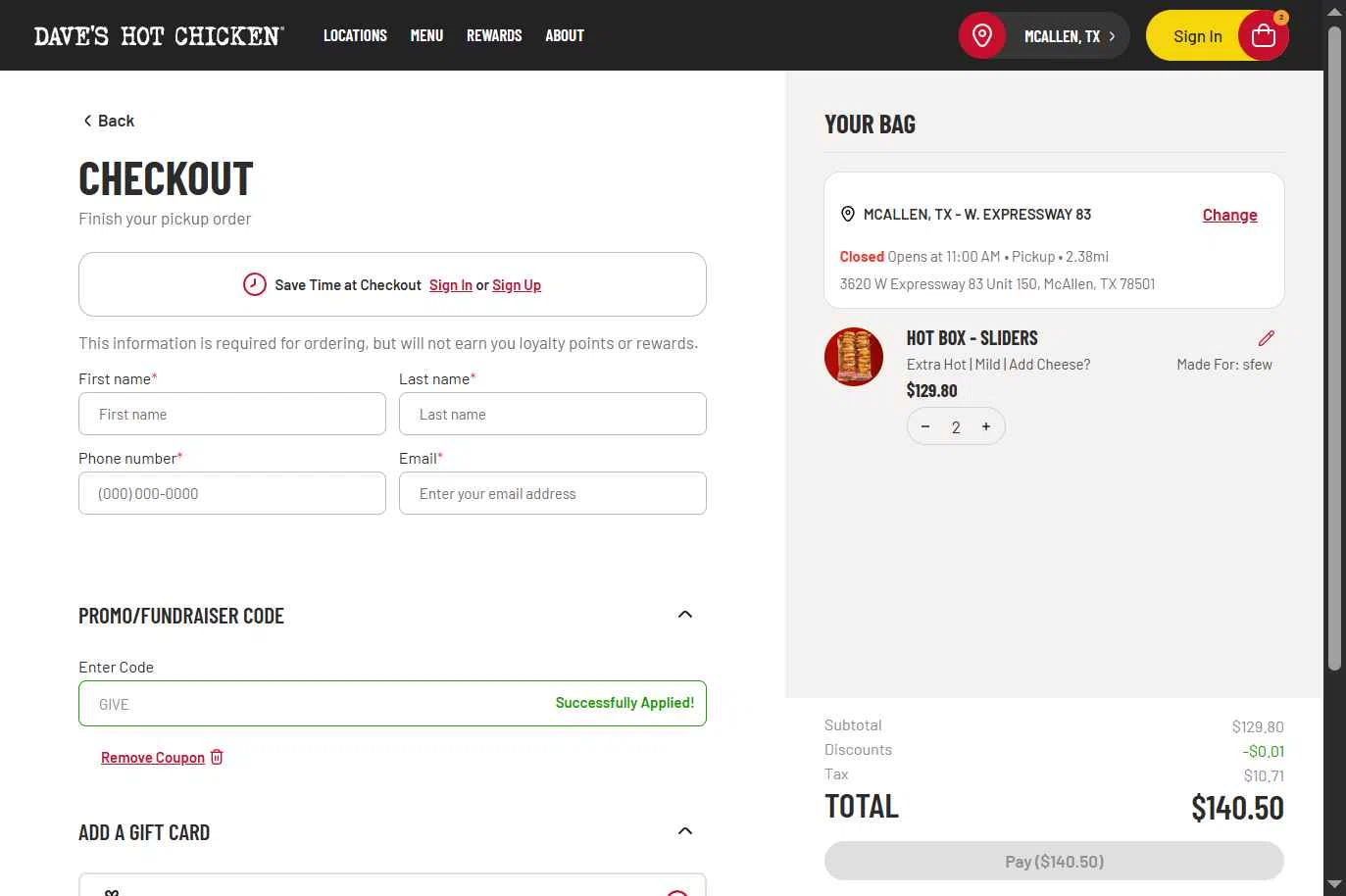 Dave’s Hot Chicken Promo Codes - 10% Off Coupons Jan 2026