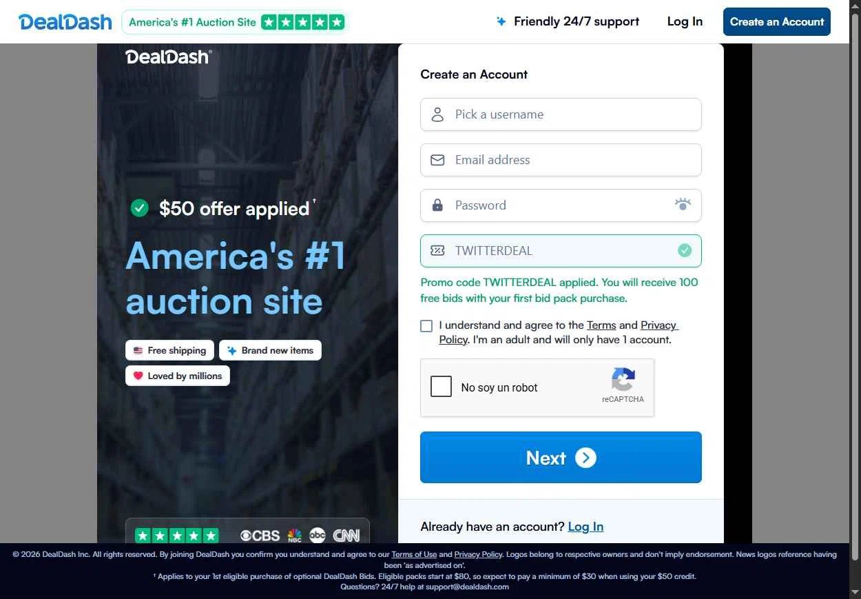 DealDash Promo Codes - $50 Off (20 Verified) May 2026