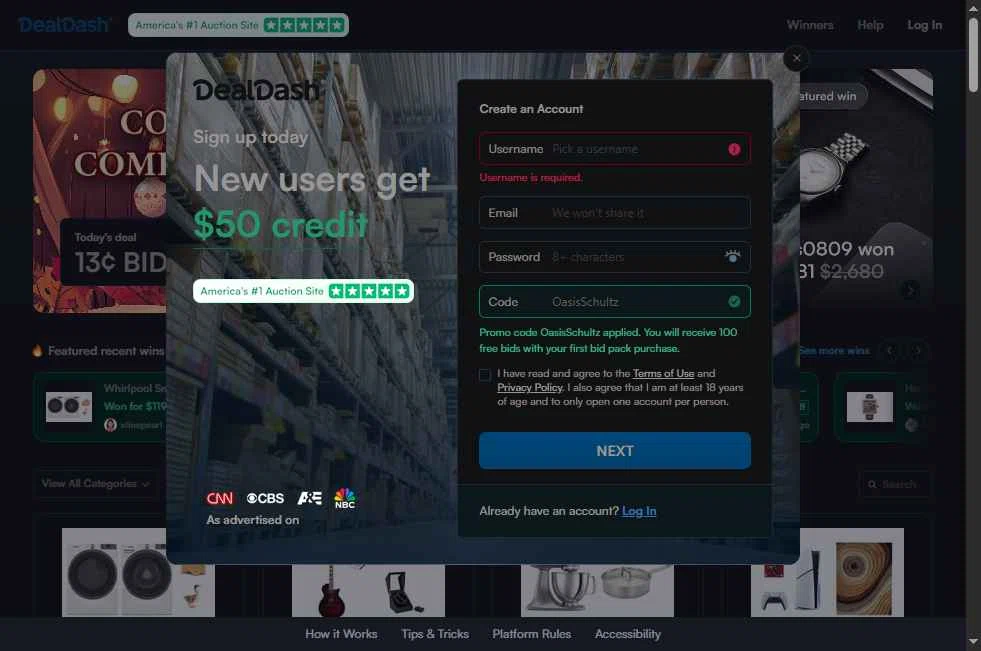 DealDash Promo Codes - $50 Off (29 Verified) Nov 2025