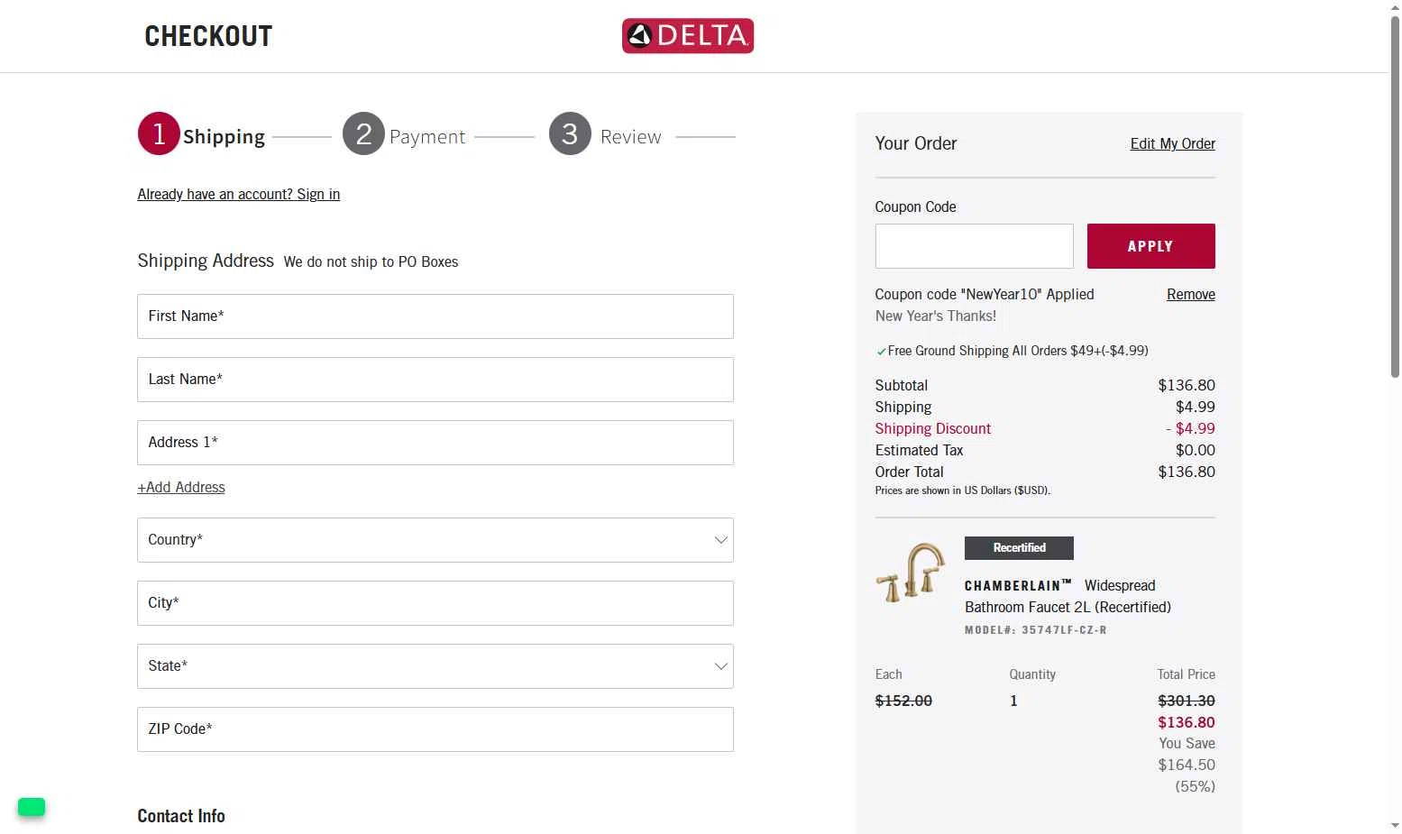 Delta Faucet Promo Codes - 10% Off Coupons Mar 2026
