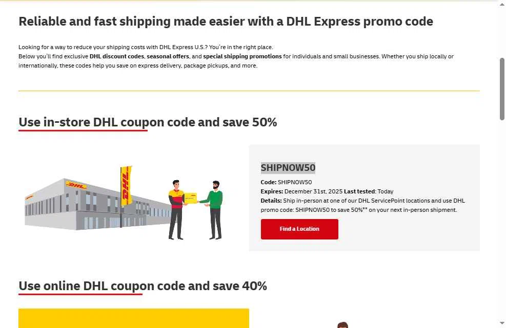DHL Promo Codes - 50% Off Sitewide (5 Verified) Dec 2025