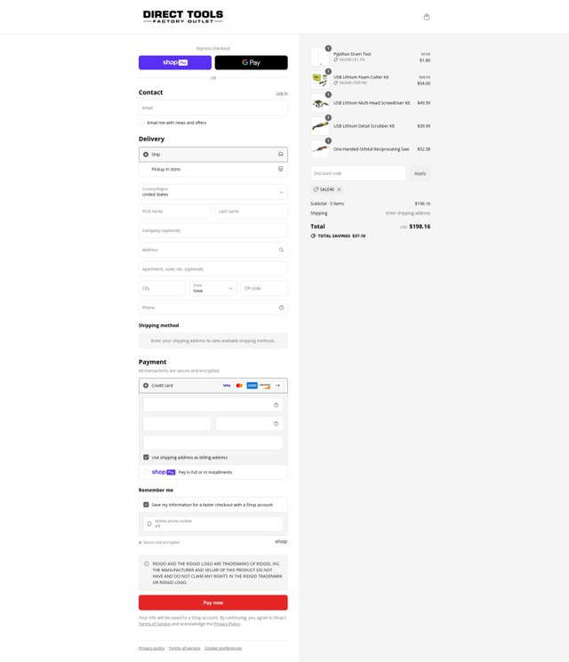 Direct Tools Factory Outlet Promo Codes - 40% Off Sep 2025