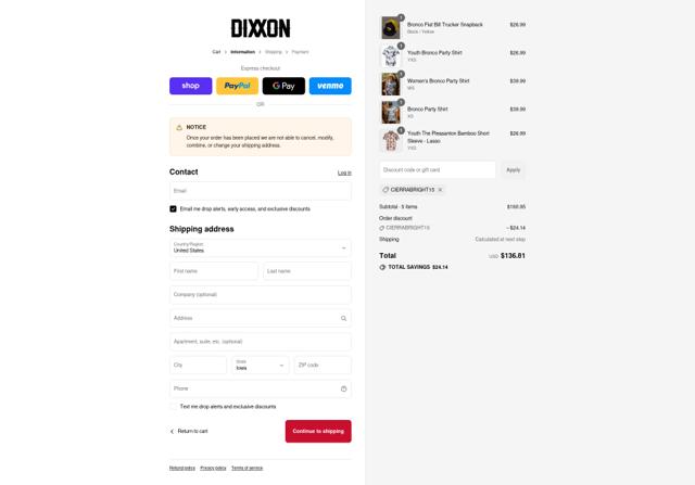 Dixxon Flannel Promo Codes (2 Verified) - 25% Off Sep 2025