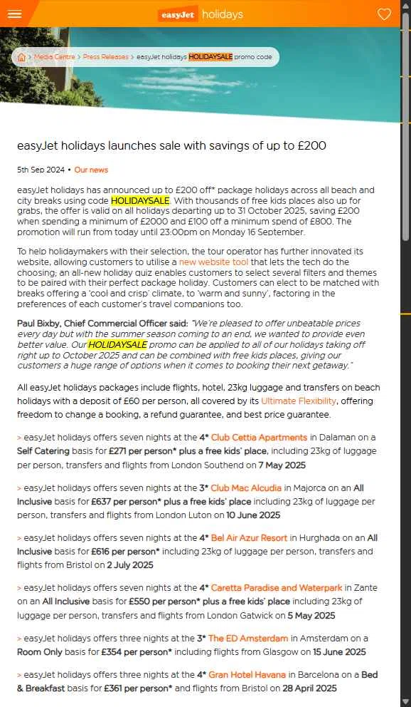 easyJet Promo Codes (2 Verified) - $50 Off Sitewide Oct 2025