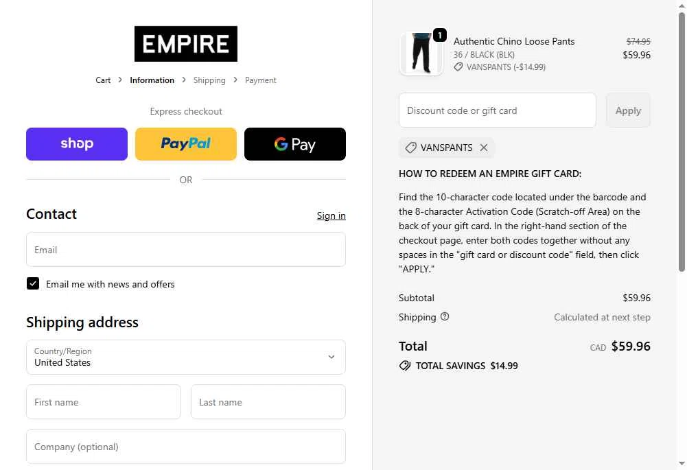 Empire Promo Codes - 20% Off (3 Verified) Jan 2026