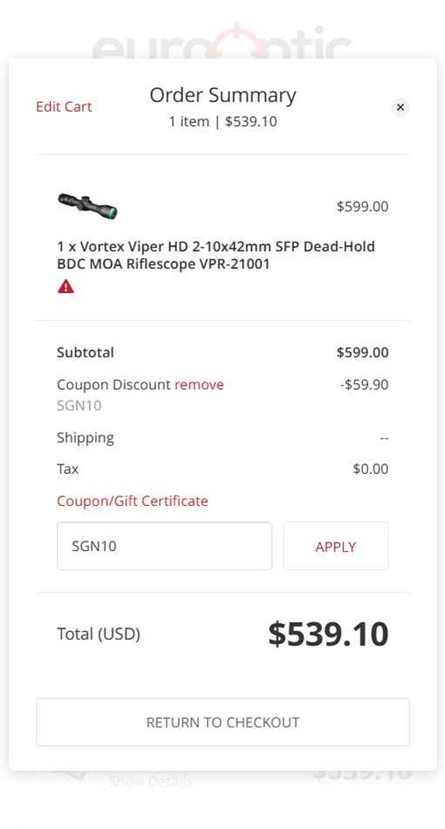 EuroOptic.com Promo Codes (6 Verified) - 10% Off Jul 2025