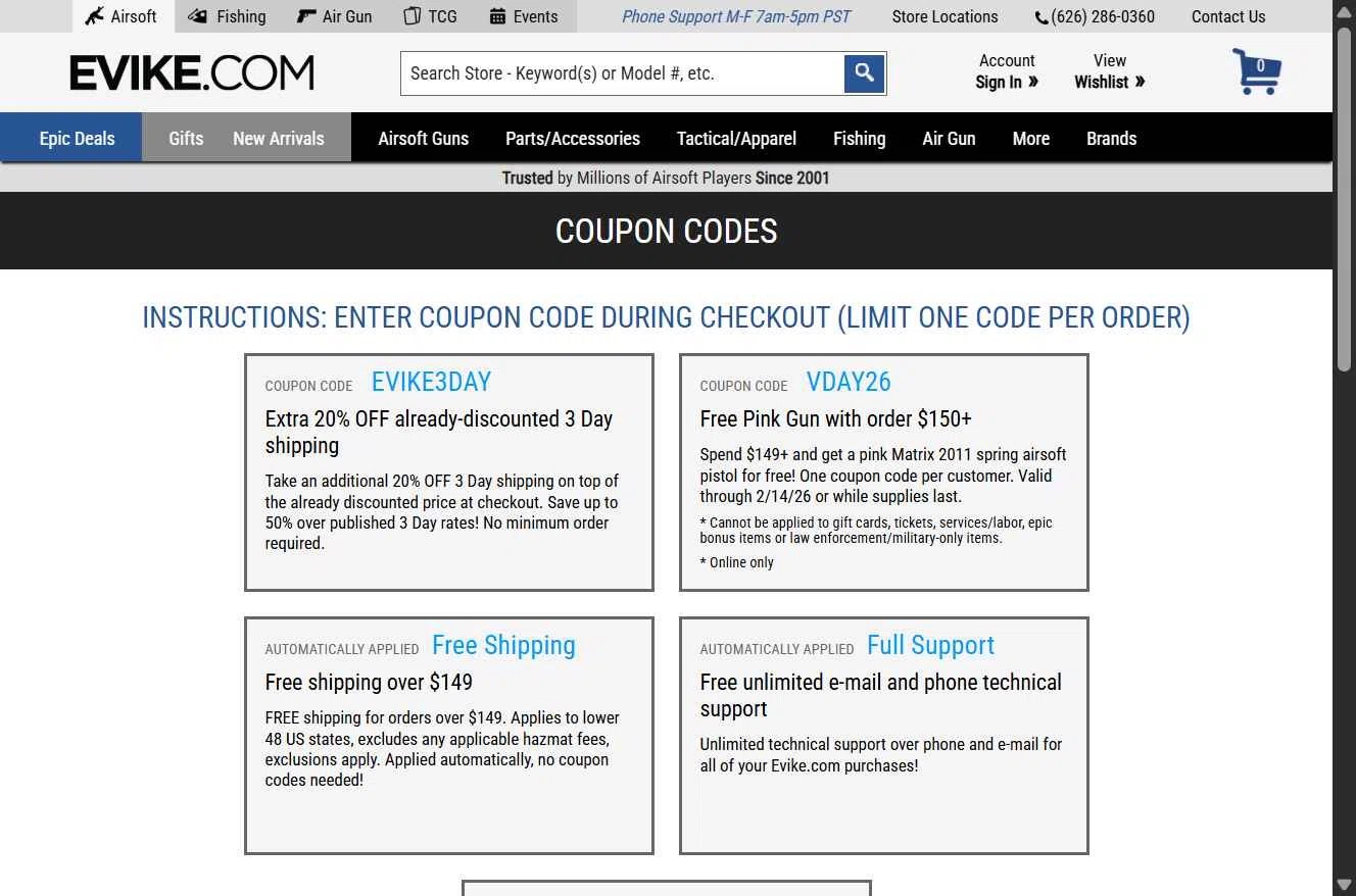 Evike Promo Codes - $20 Off (3 Verified) Mar 2026