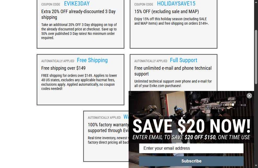 Evike Promo Codes - $20 Off (3 Verified) Mar 2026