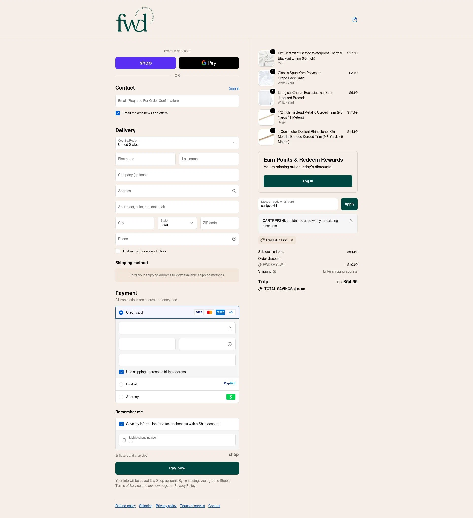 Fabric Wholesale Direct Promo Code - $10 Off Nov 2025