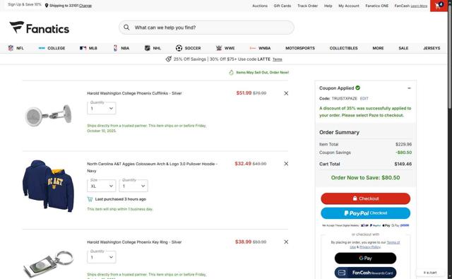 Fanatics Promo Codes - 25% Off (12 Verified) Oct 2025