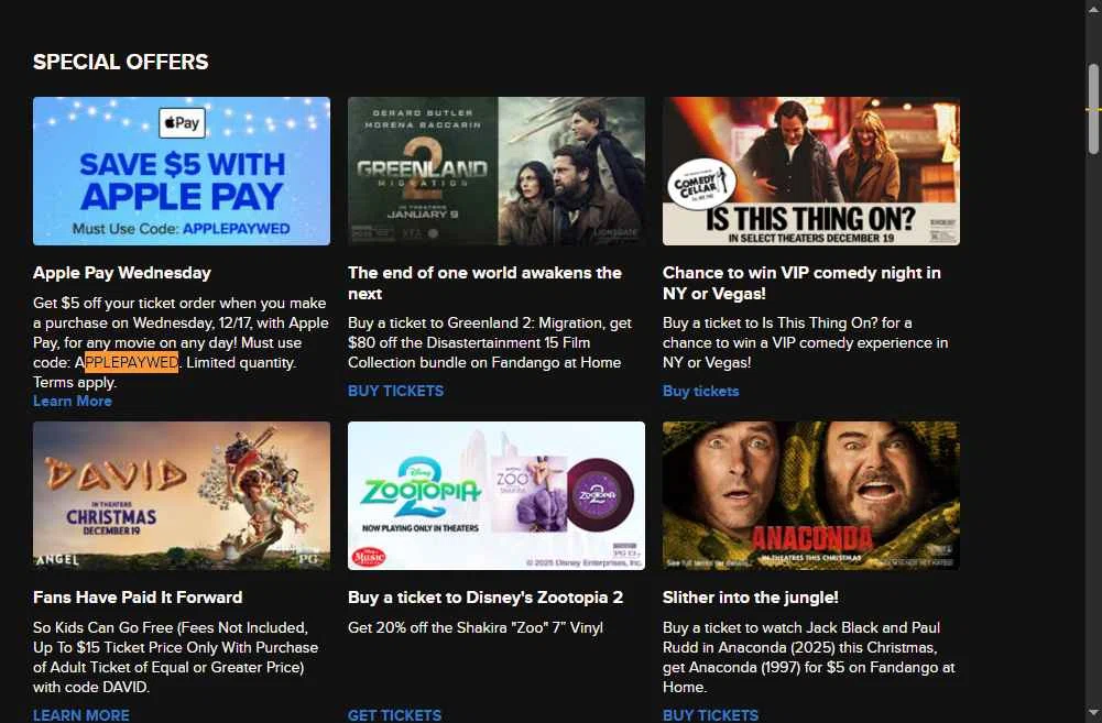 Fandango Promo Codes - 15% Off (4 Verified) Dec 2025