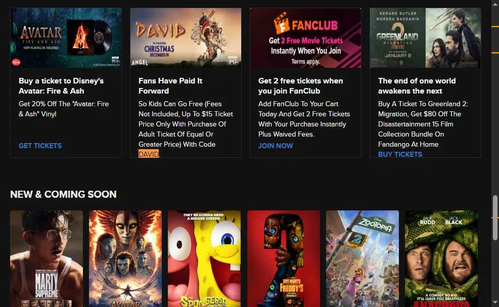 Fandango Promo Codes - 15% Off (4 Verified) Jan 2026