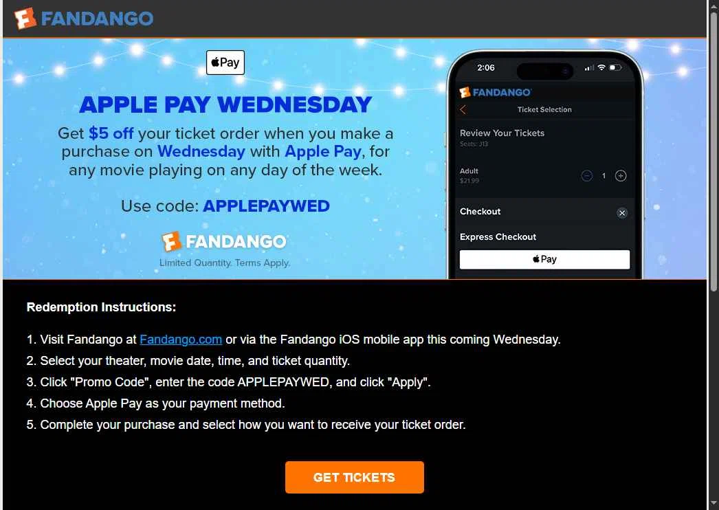 Fandango Promo Codes - 15% Off (5 Verified) Dec 2025