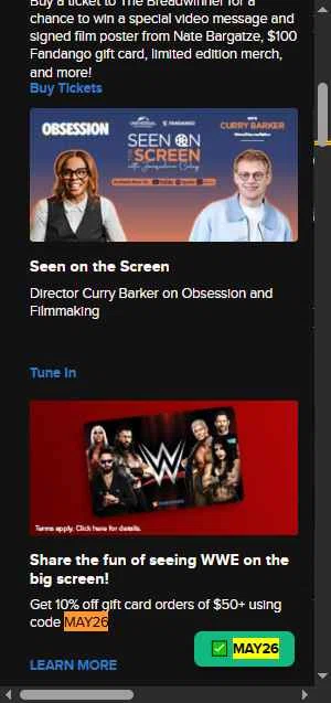 Fandango At Home Promo Codes - 50% Off May 2026