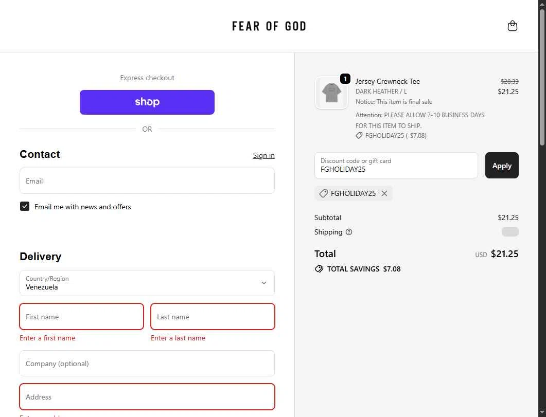 Fear of God Promo Codes - 30% Off Coupons Mar 2026