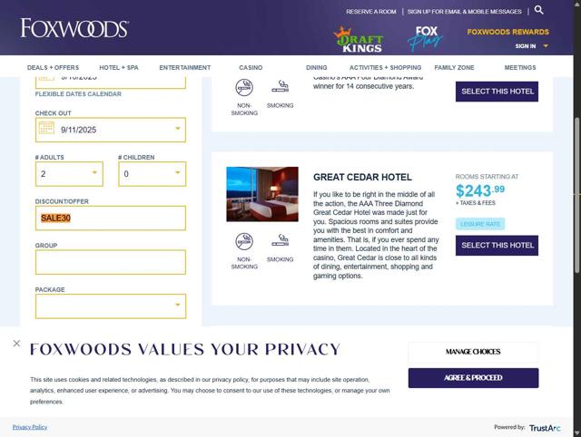 Foxwoods Promo Codes (2 Verified) - 30% Off w/Code Oct 2025