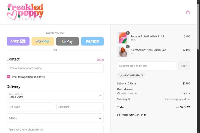 Freckled Poppy Promo Codes (3 Verified) - 20% Off Jul 2025