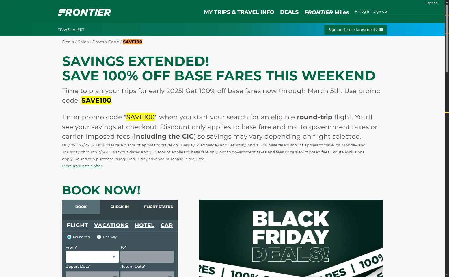 Frontier Airlines Promo Code - $100 Off Dec 2025