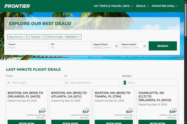 Frontier Airlines Promo Codes - 50% Off Sep 2025