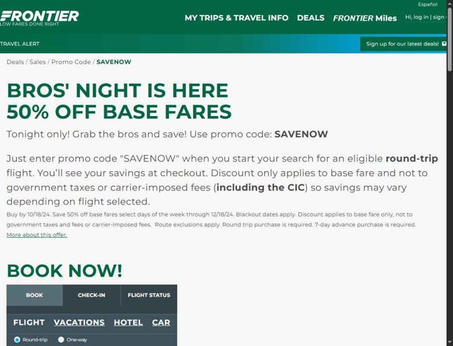 Frontier Airlines Promo Codes - 50% Off Sep 2025