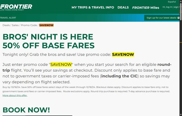 Frontier Airlines Promo Codes - 50% Off May 2025
