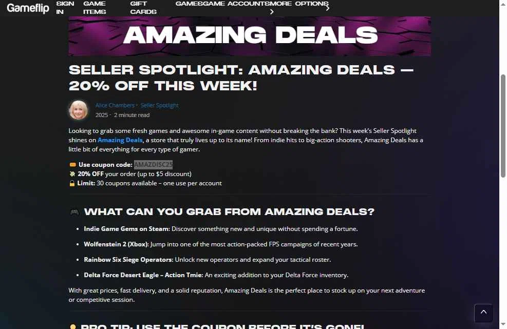 Gameflip Promo Codes - 70% Off (1 Verified) Mar 2026